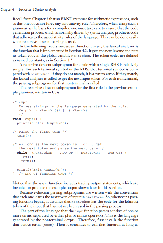 Solved the same output as the recursive-descent parser in | Chegg.com