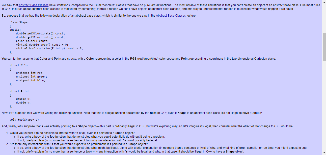 Solved We saw that Abstract Base Classes have limitations, | Chegg.com