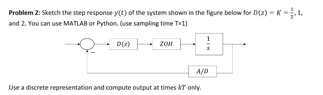 Solved Problem 2: Sketch the step response y(t) ﻿of the | Chegg.com