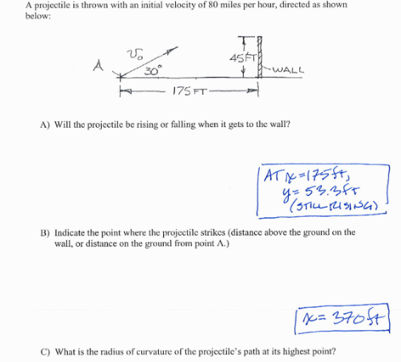 Solved A projectile is thrown with an initial velocity of 80 | Chegg.com