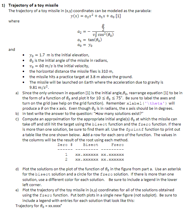 Solved Answer using MATLAB pleaseTrajectory of a toy | Chegg.com