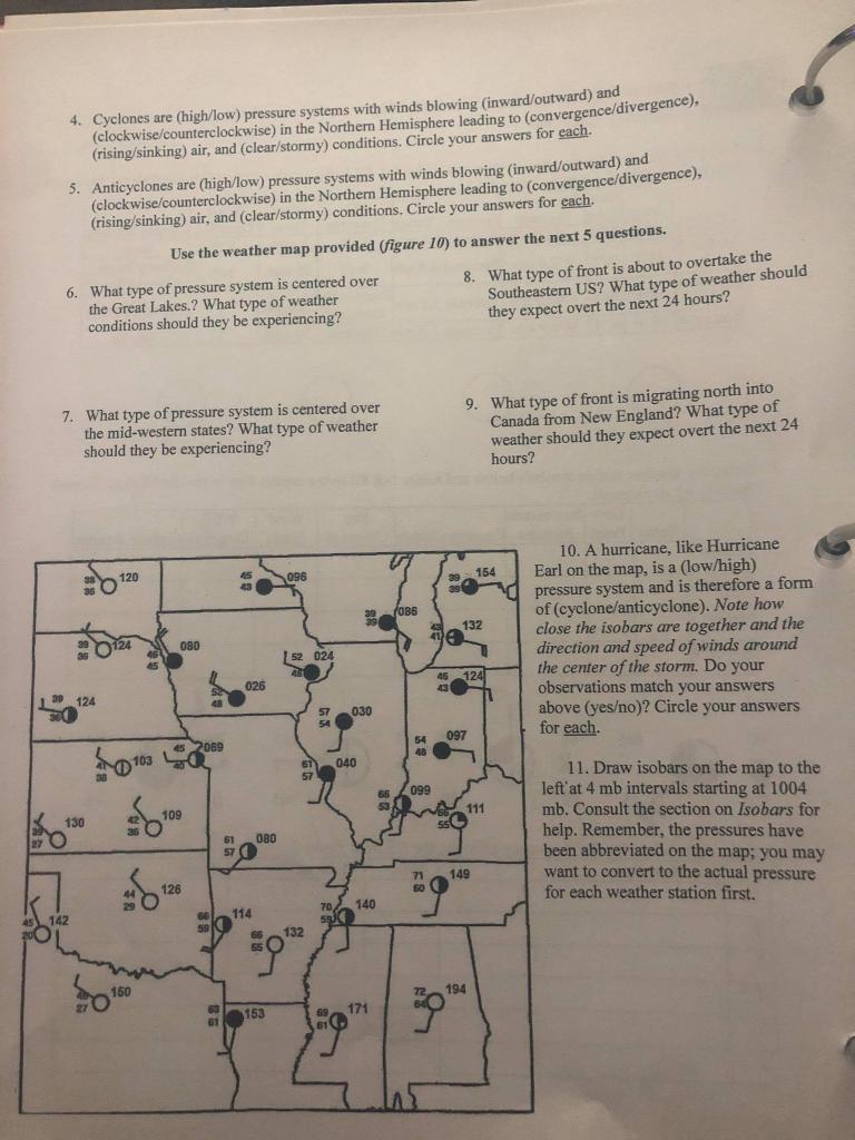 Solved EX9 Interpreting the Surface Weather Map Name: | Chegg.com