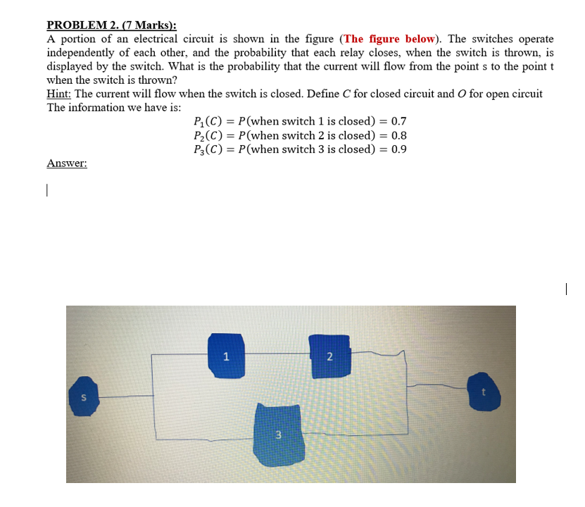 Solved PROBLEM 2. (7 Marks): A portion of an electrical | Chegg.com