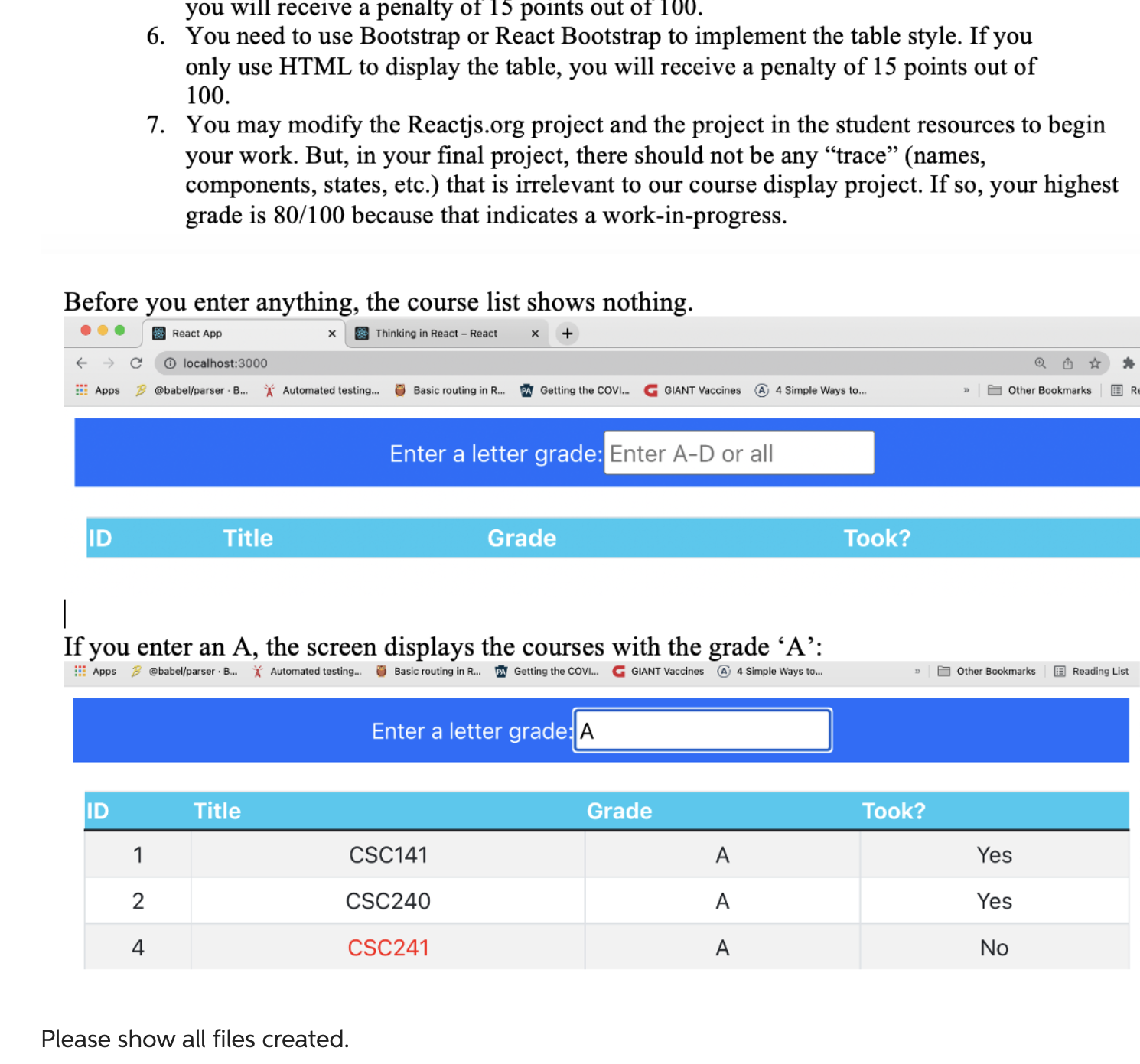 Solved Please do the following project in React-Bootstrap, | Chegg.com
