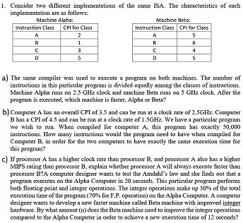 Solved 1. Consider two different implementations of the same | Chegg.com