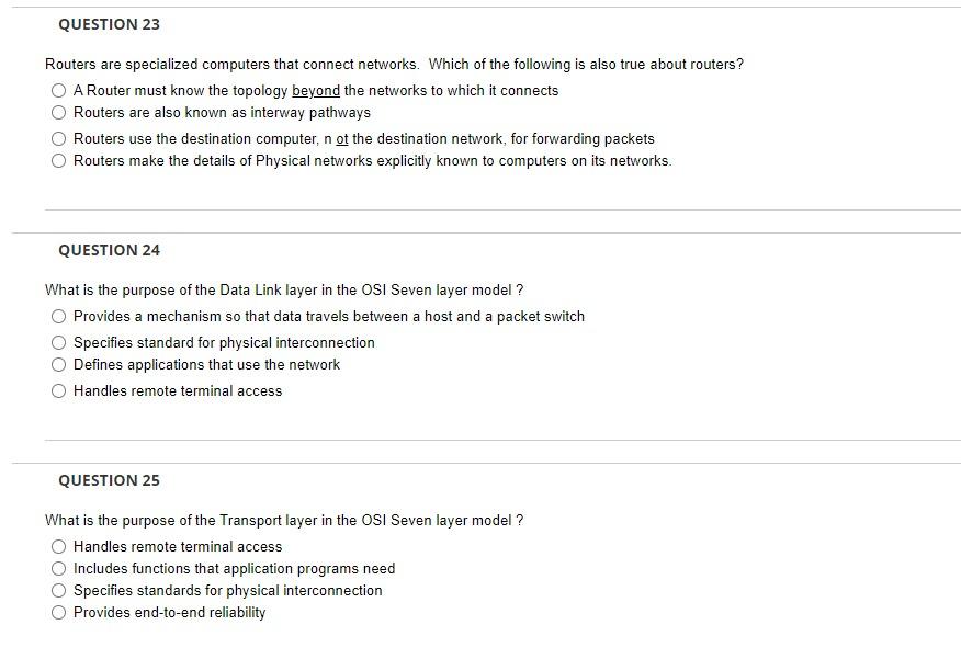 Solved QUESTION 23 Routers are specialized computers that | Chegg.com