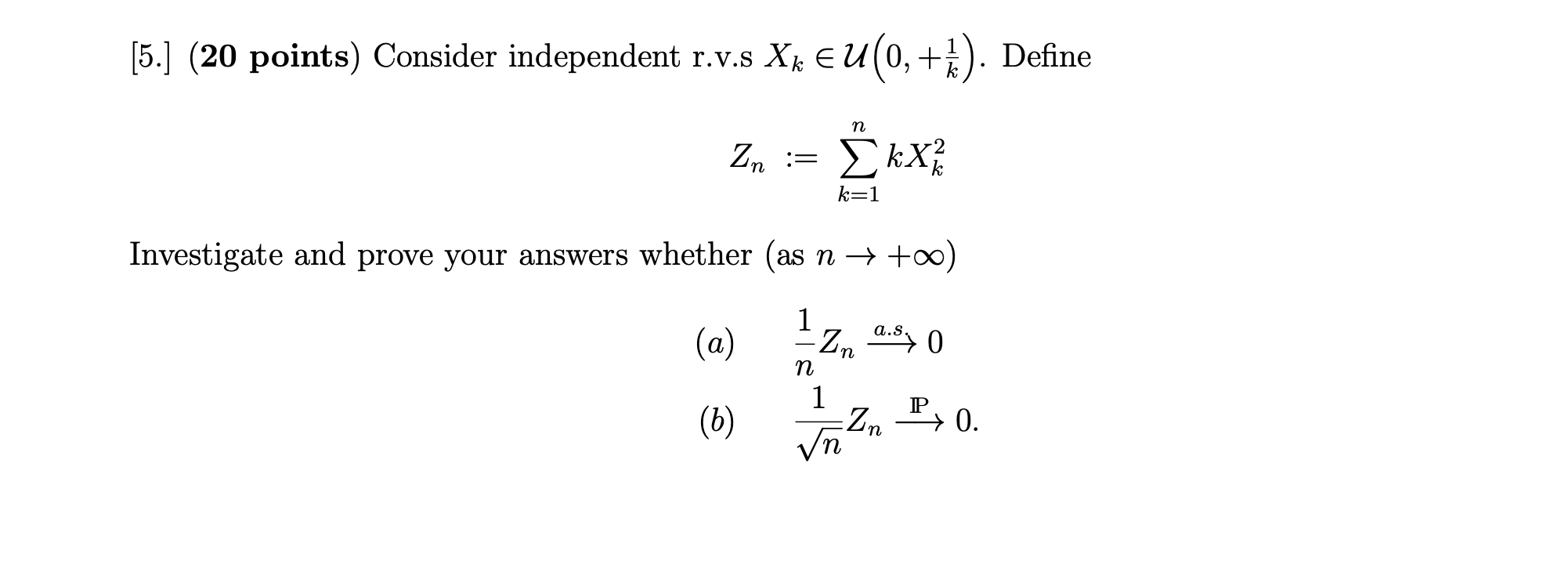 Solved [5.] (20 points) Consider independent r.v.s | Chegg.com