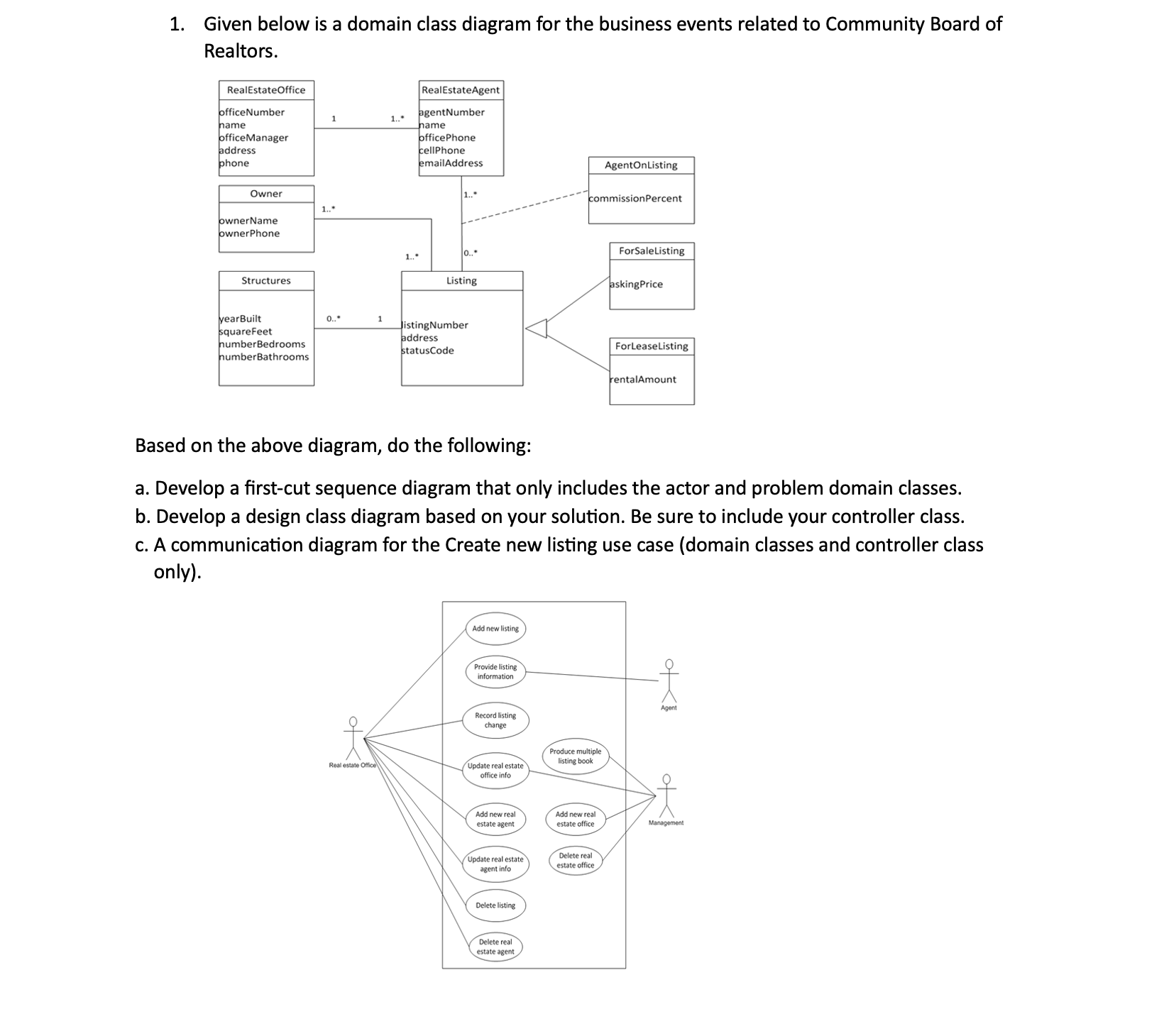Solved 1. Given below is a domain class diagram for the | Chegg.com