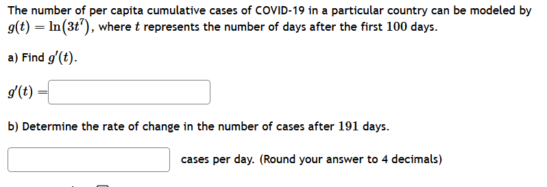 Solved The number of per capita cumulative cases of COVID-19 | Chegg.com