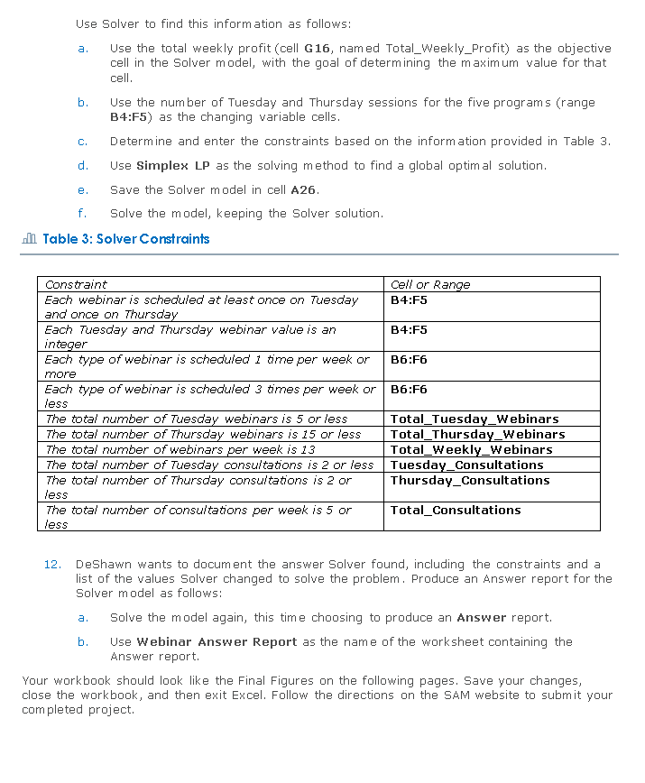 11. Go to the Webinars worksheet. Deshawn wants to | Chegg.com