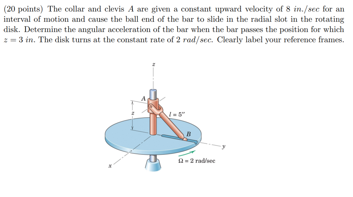 Solved (20 points) The collar and clevis A are given a | Chegg.com