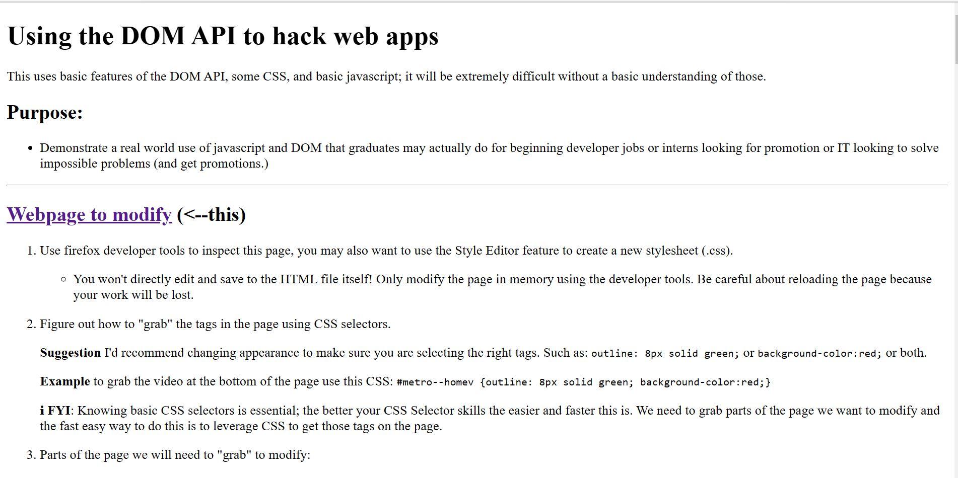 Using the DOM API to hack web apps This uses basic | Chegg.com