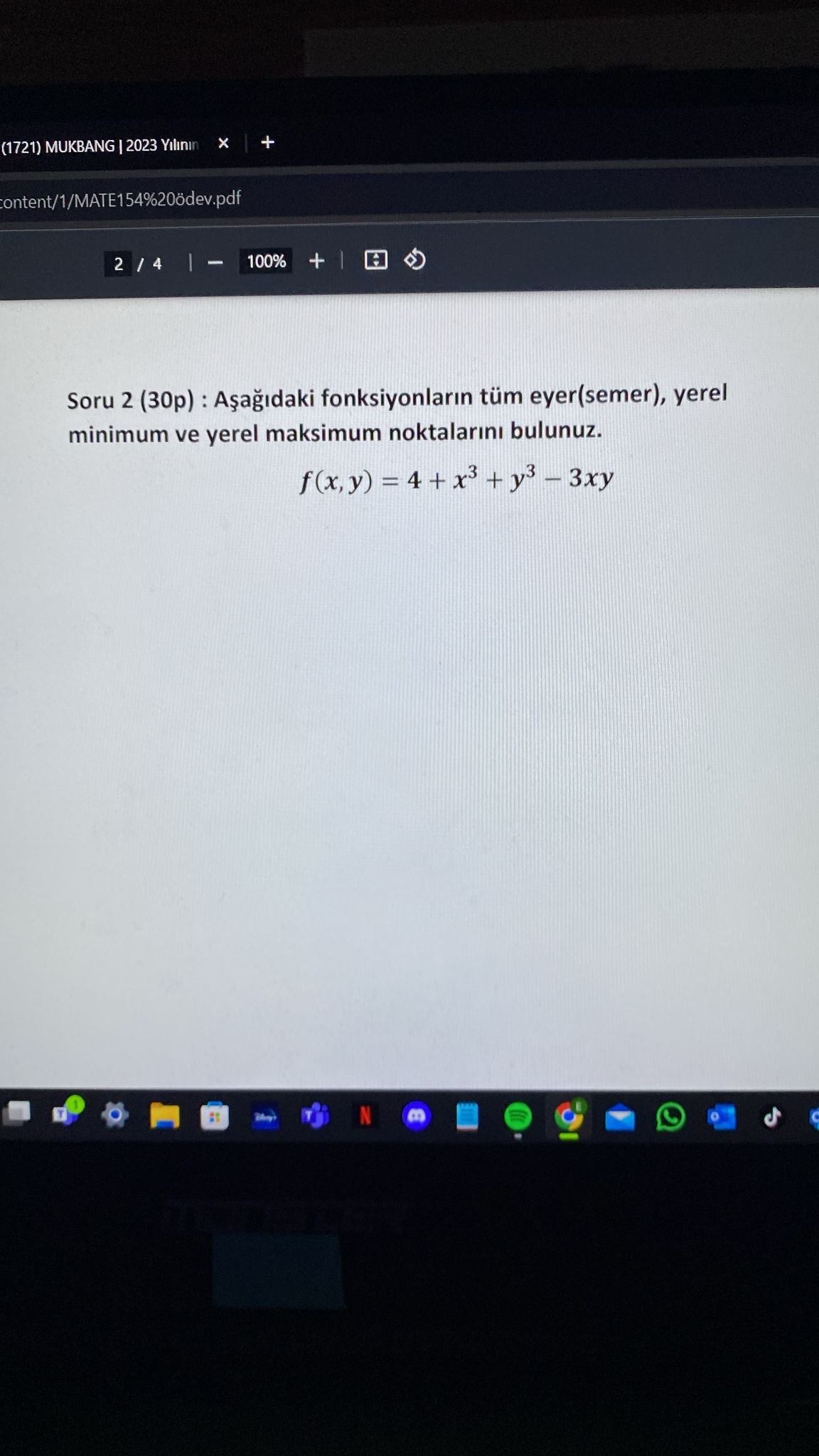 Solved Soru 2 (30p) ﻿: Find All the critical points of the | Chegg.com