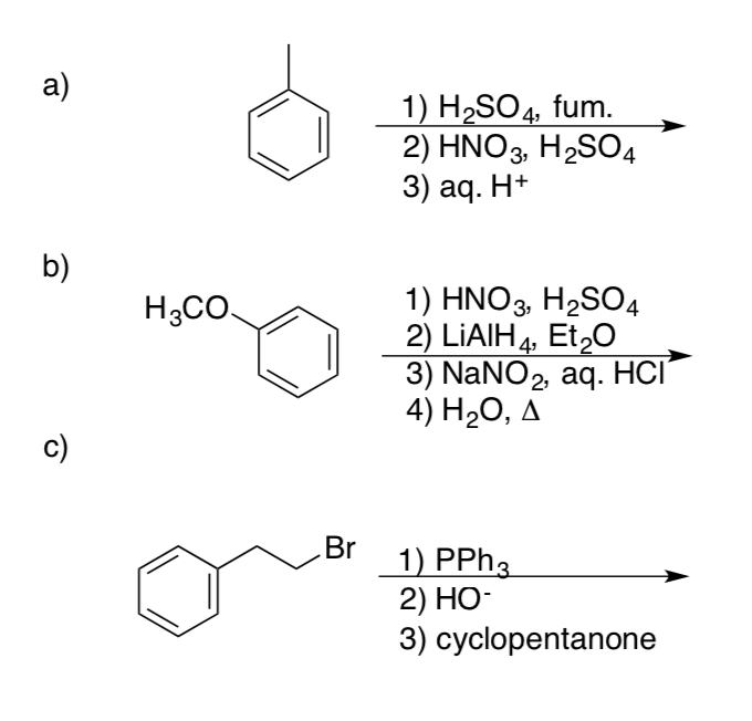 Solved 1) H2SO4, fum. 2) HNO3, H2SO4 3) aq. H+ H3CO 1) HNO3, | Chegg.com