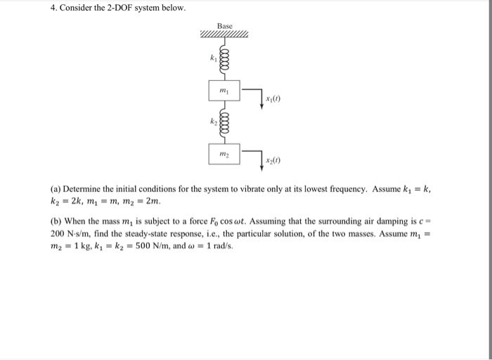 Solved Consider the 2-DOF system below. Determine the | Chegg.com