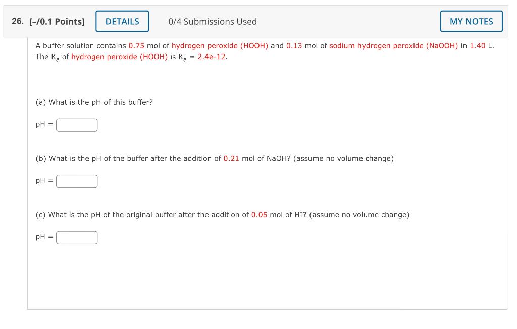Solved [-10.1 Points] 0/4 Submissions Used A buffer solution | Chegg.com