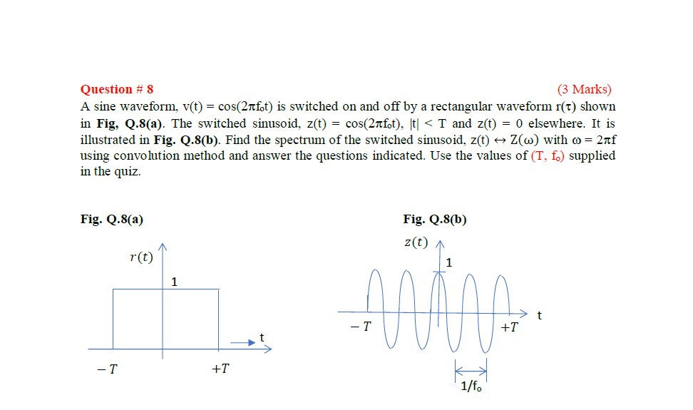 Solved Question #8 (3 Marks) A sine waveform, v(t) = | Chegg.com