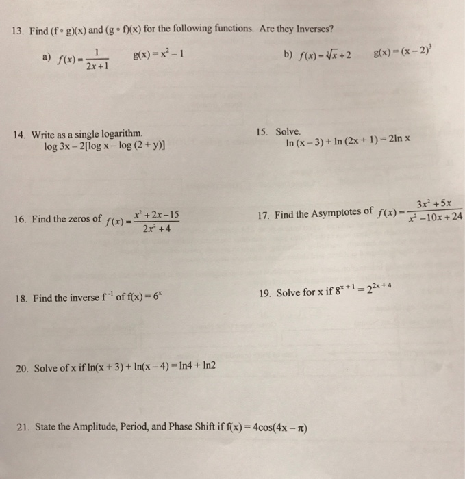 Solved Find F Compositefunction G X And G