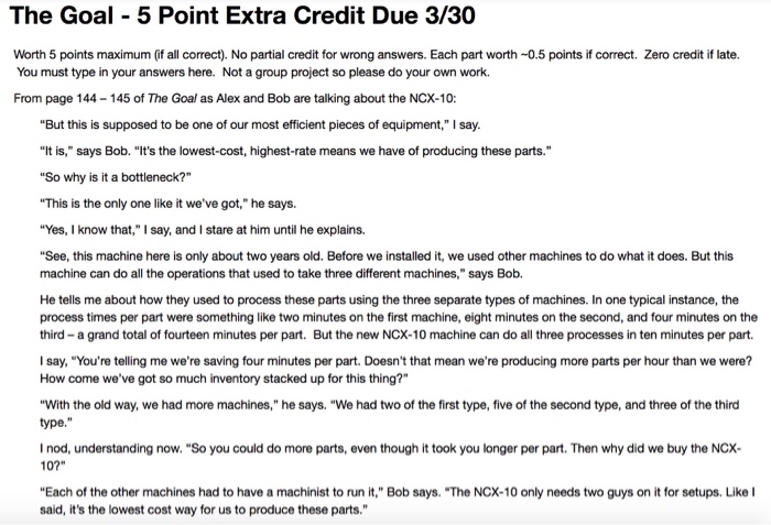 Solved The Goal 5 Point Extra Credit Due 3/30 Worth 5 points | Chegg.com