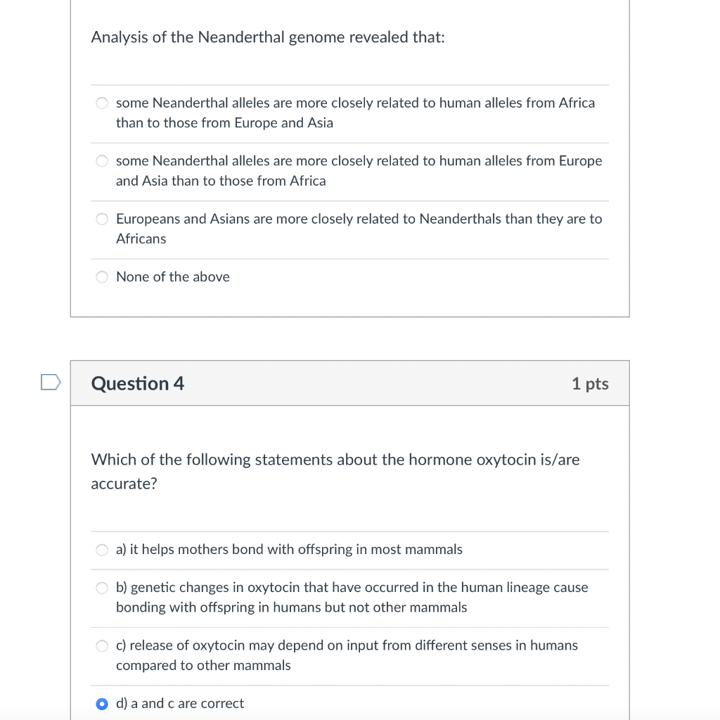 Solved Analysis of the Neanderthal genome revealed that: | Chegg.com