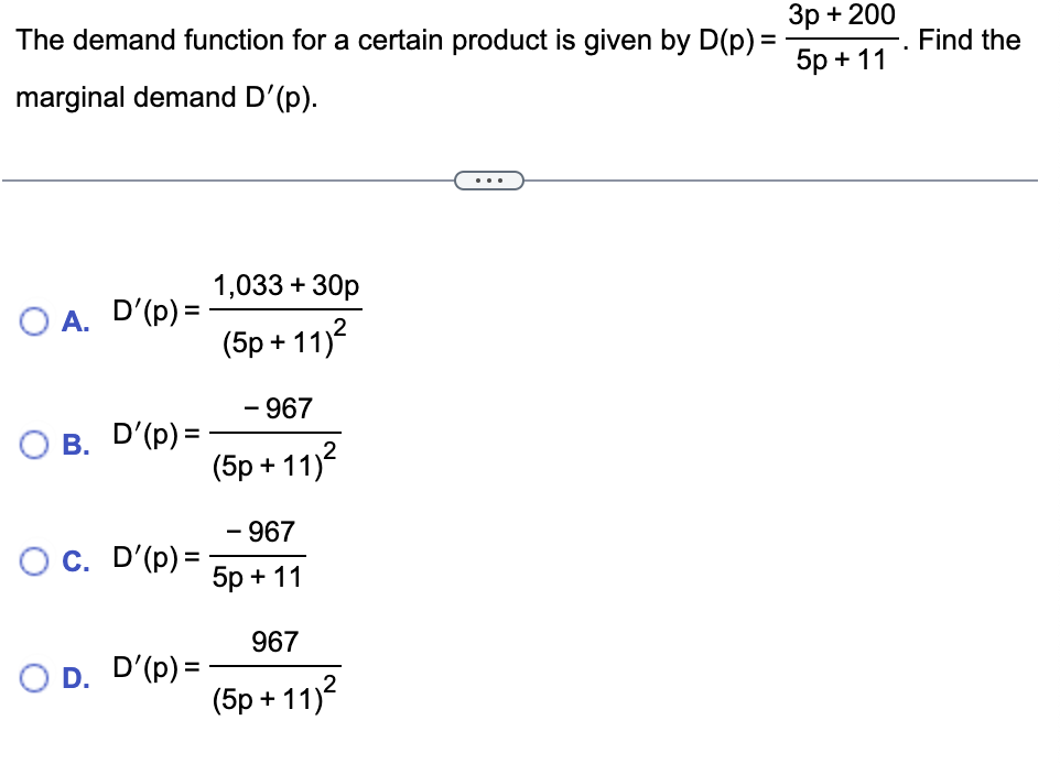 Solved The demand function for a certain product is given by | Chegg.com