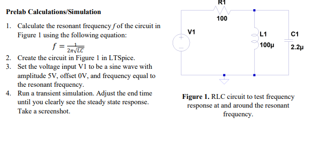 Solved R1 100 Prelab Calculations/Simulation 1. Calculate | Chegg.com