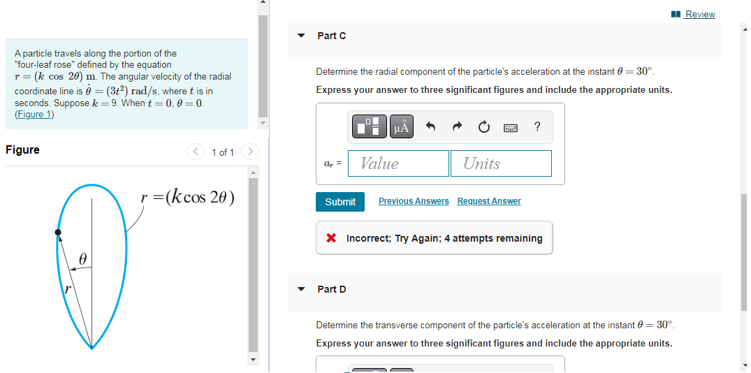 Solved A particle travels along the portion of the | Chegg.com