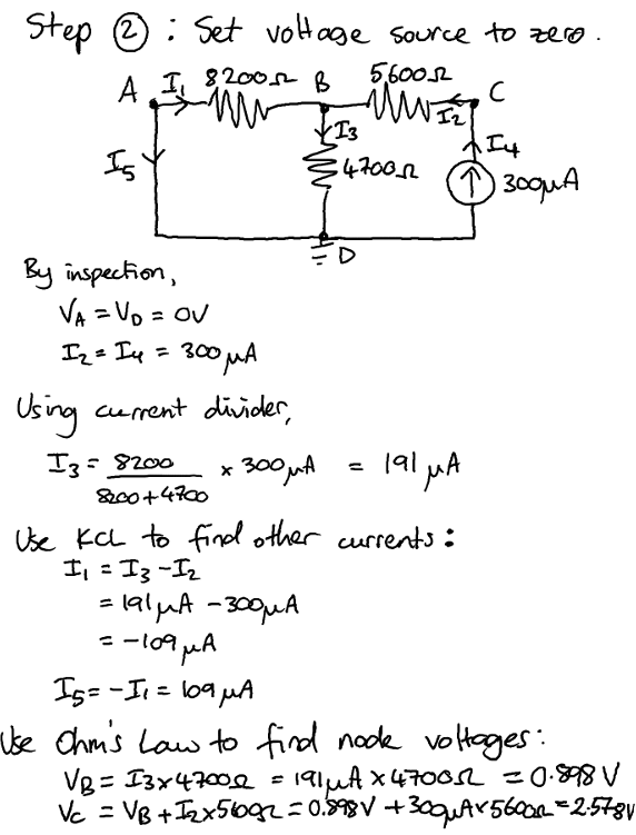 Solved Why is Vc = Vb + I2*5600ohms, instead of just Vc = | Chegg.com