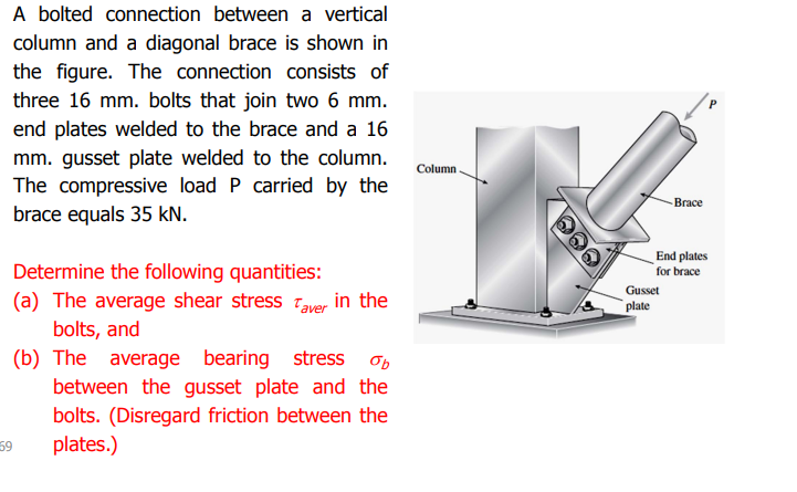 Solved P A bolted connection between a vertical column and a | Chegg.com