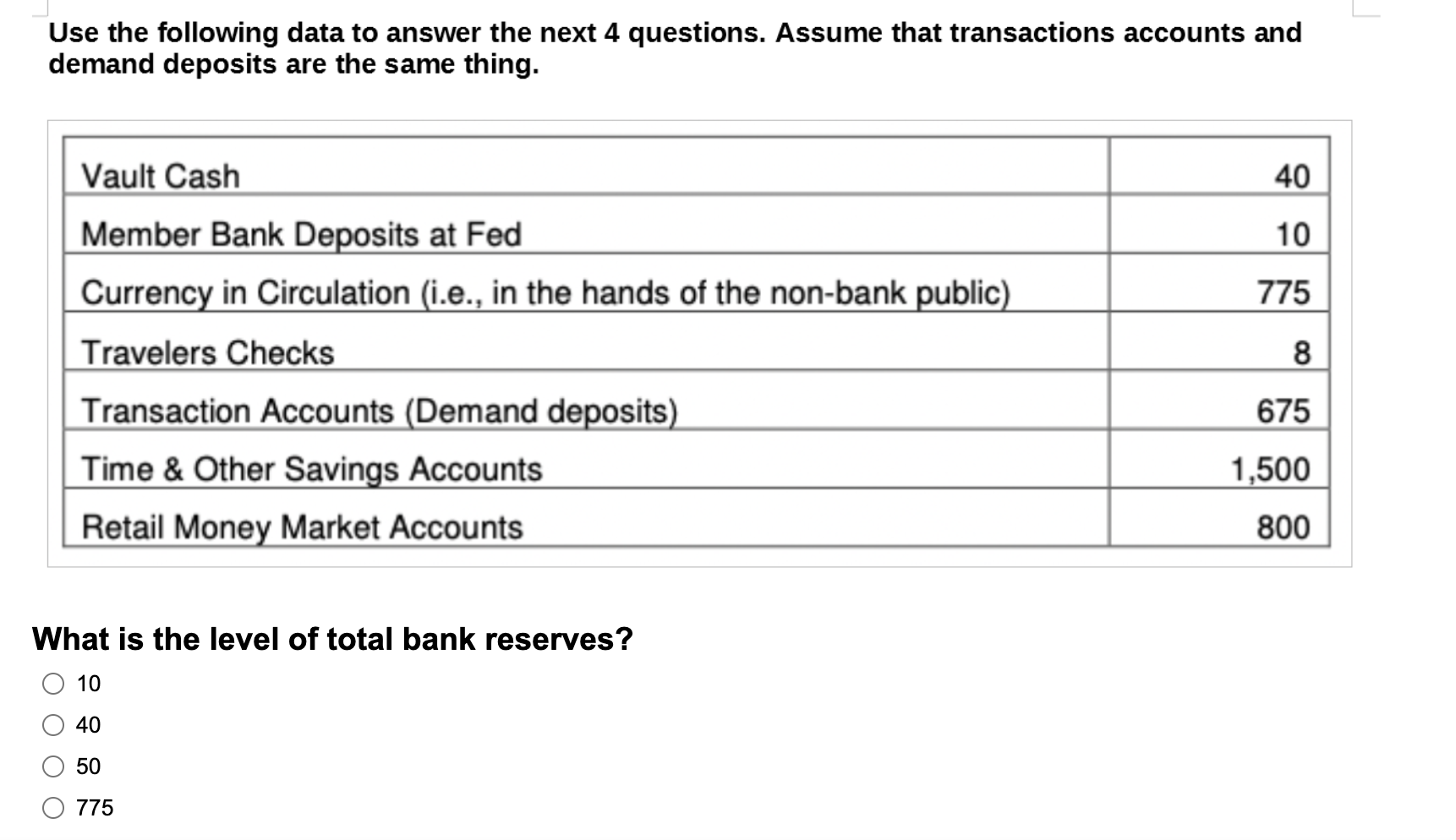 Solved Use the following data to answer the next 4 | Chegg.com