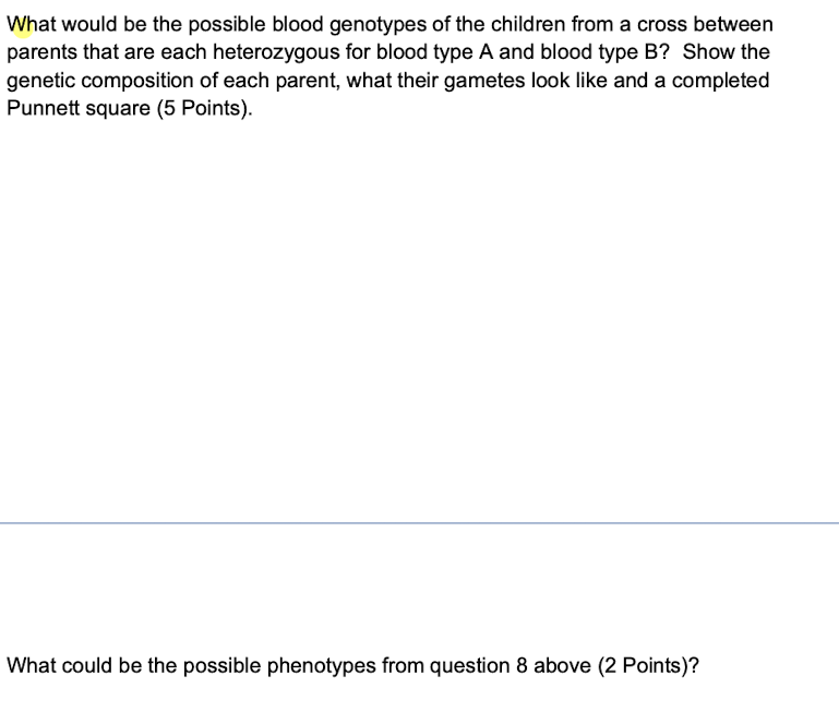 Solved What would be the possible blood genotypes of the | Chegg.com