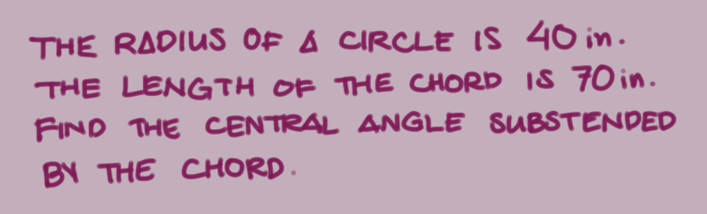 Solved THE RADIUS OF A CIRCLE IS 40 in. THE LENGTH OF THE | Chegg.com