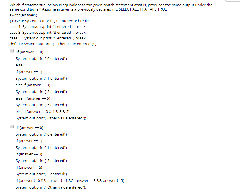 Which if statement(s) below is equivalent to the | Chegg.com