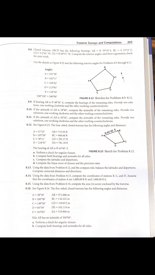 Solved Traverse Surveys and Computations 203 8.8. Closed | Chegg.com