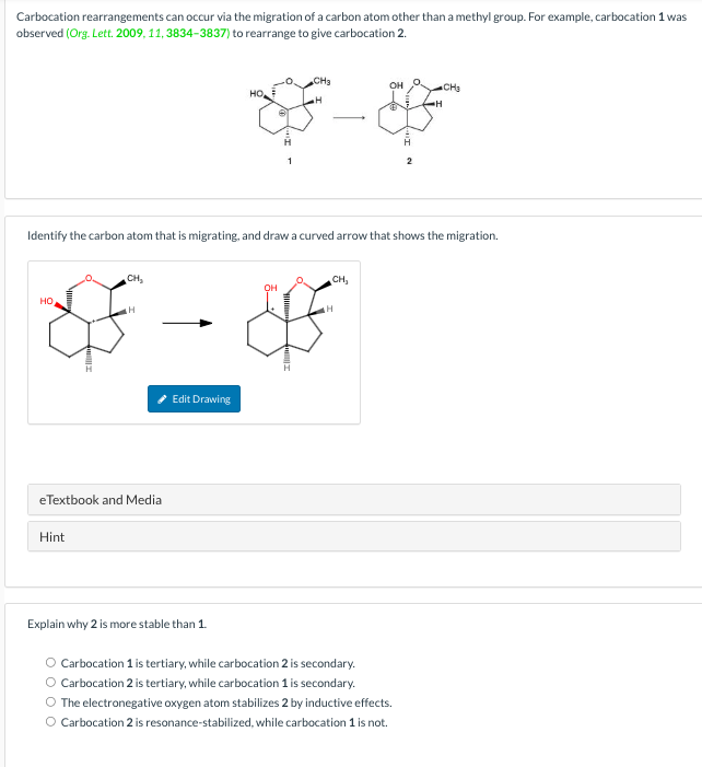 Solved Carbocation rearrangements can occur via the | Chegg.com