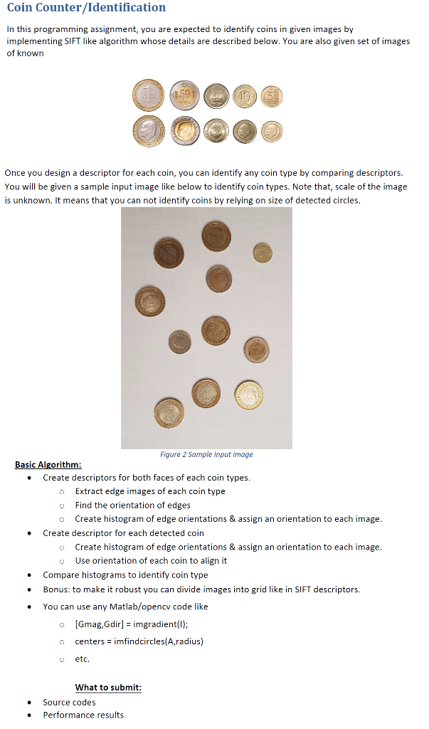 Coin Counter/Identification In this programming | Chegg.com