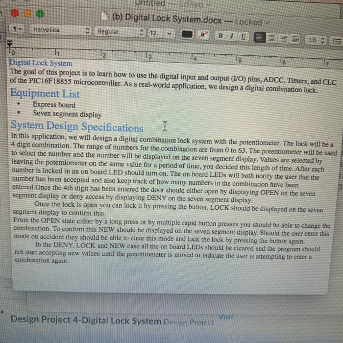 Untitieddte (b) Digital Lock System.docxLocked 11 vn | Chegg.com