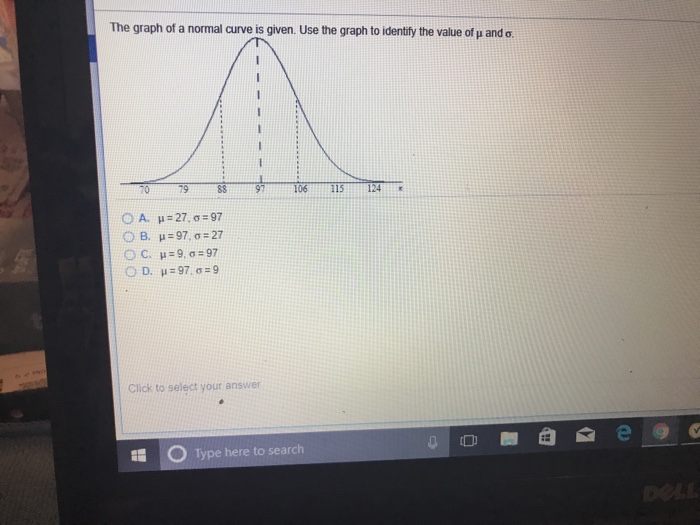 Solved The Graph Of A Normal Curve Is Given Use The Graph 