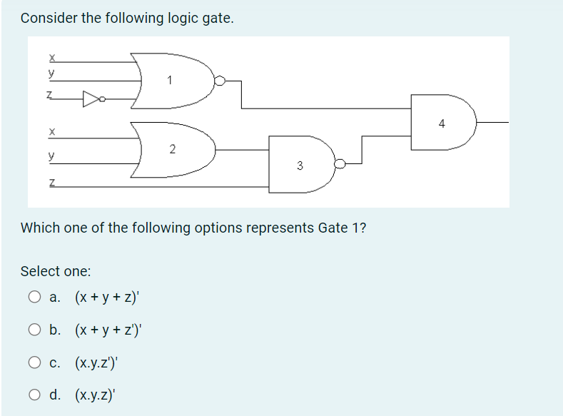 Solved Consider the following logic gate. Which one of the | Chegg.com