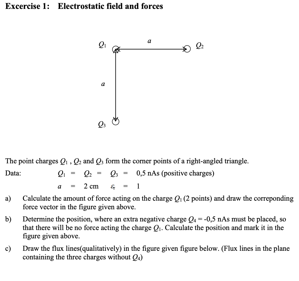 Solved Excercise 1: Electrostatic field and forces a Qi a 23 | Chegg.com