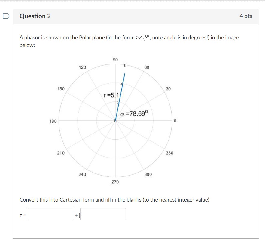 Solved A phasor is shown on the Polar plane (in the form: | Chegg.com