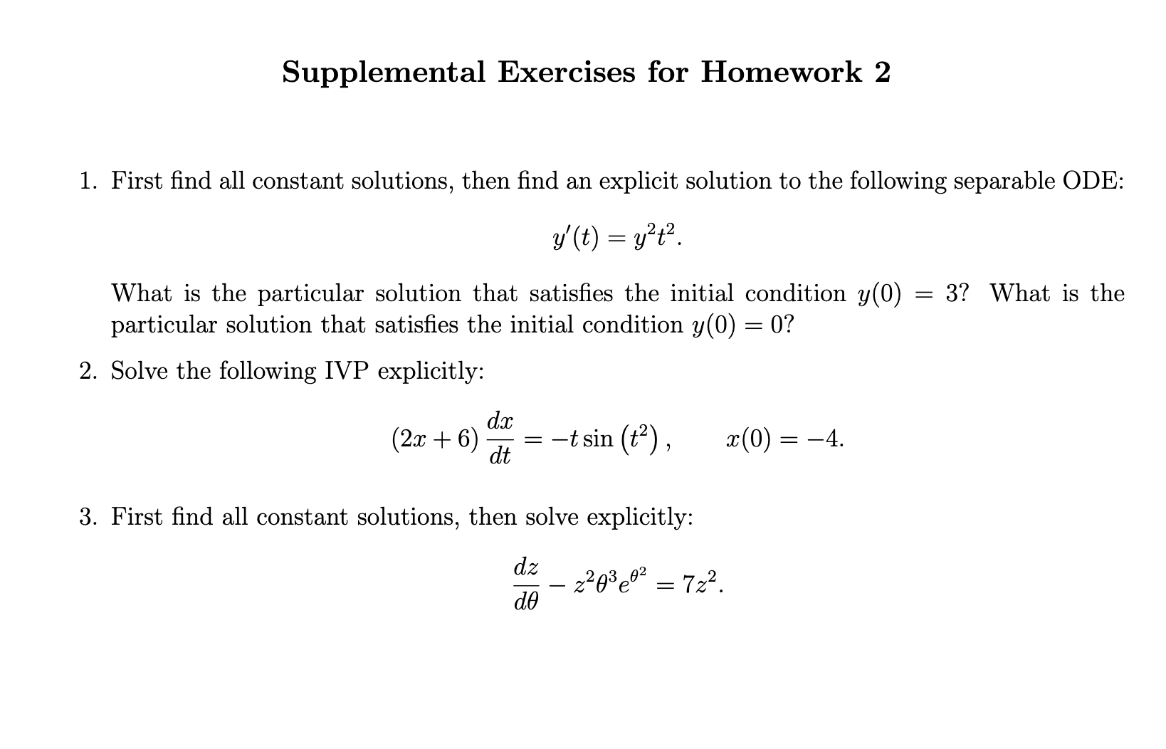 Solved Supplemental Exercises for Homework 2 1. First find | Chegg.com