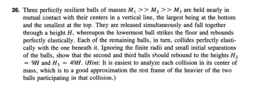 Solved 26. Three perfectly resilient balls of masses | Chegg.com