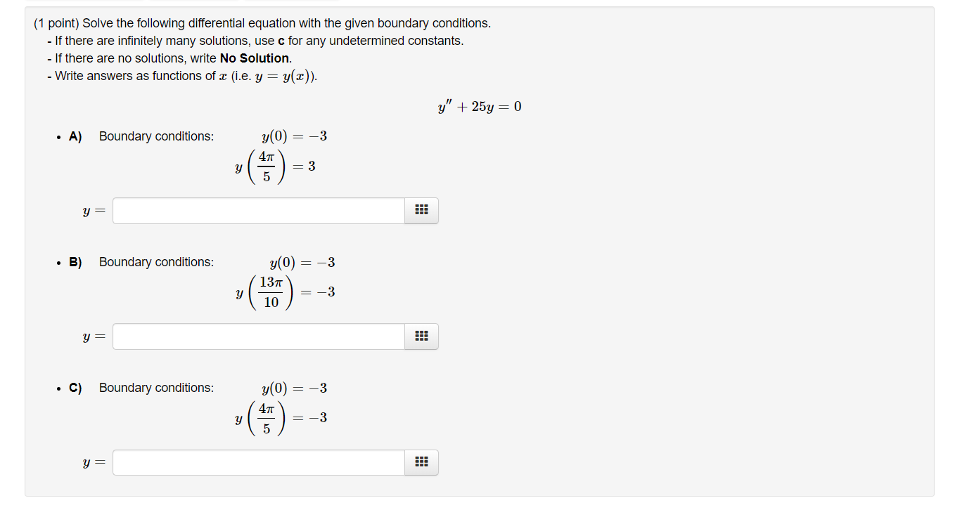 Solved (1 point) Solve the following differential equation | Chegg.com