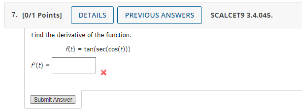 Solved Find the derivative of the function. | Chegg.com