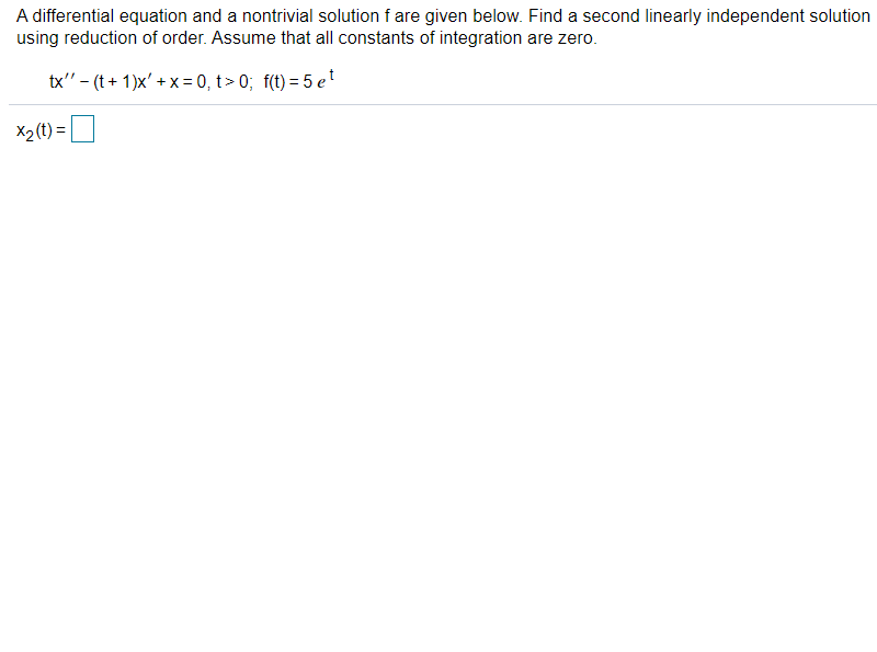 Solved A differential equation and a nontrivial solution f | Chegg.com