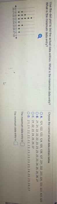 Solved Use the dot plot to list the actual data entries What | Chegg.com