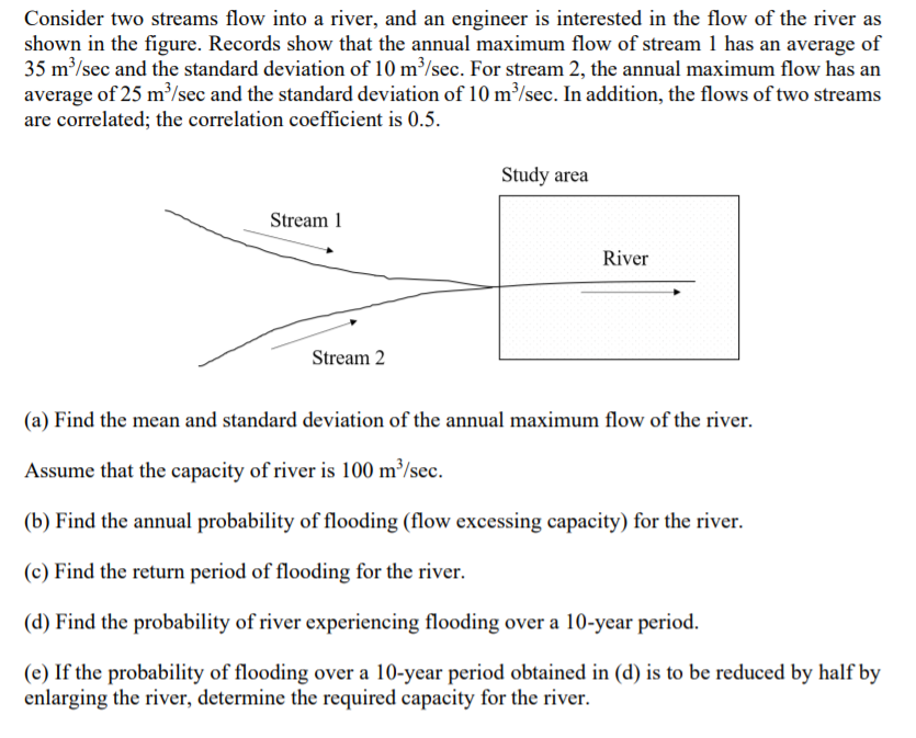 Solved Consider two streams flow into a river, and an | Chegg.com