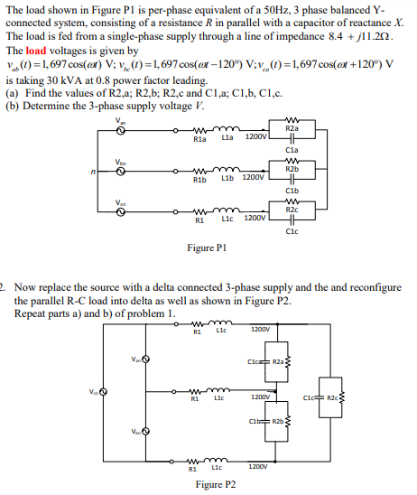 Solved The load shown in Figure P1 is per-phase equivalent | Chegg.com