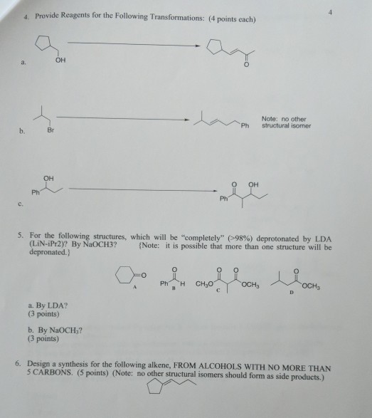 Solved Provide Reagents for the Following Transformations: | Chegg.com